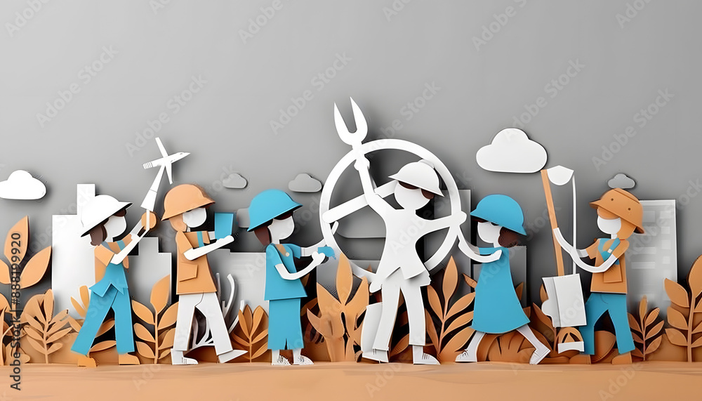 World day against child labor illustration in paper cut style with ...