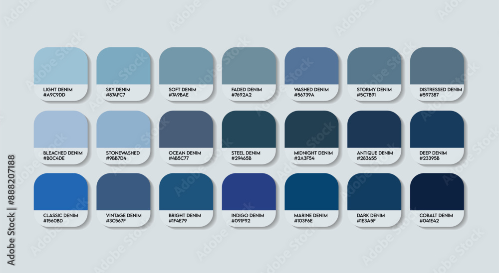 Vettoriale Stock Denim Color Palette, Denim Color Guide Palette with ...