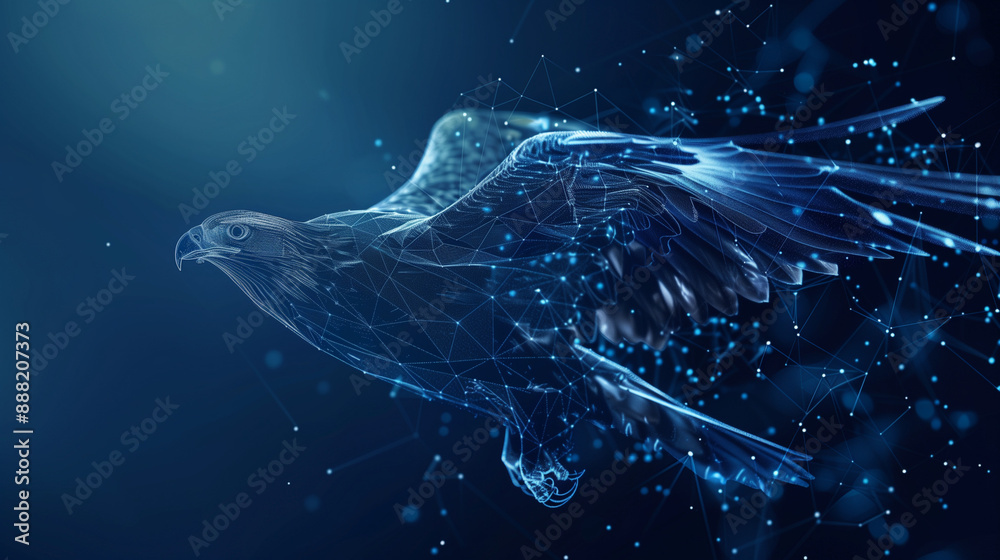 Eagle-themed digital wireframe design featuring polygon technology with ...