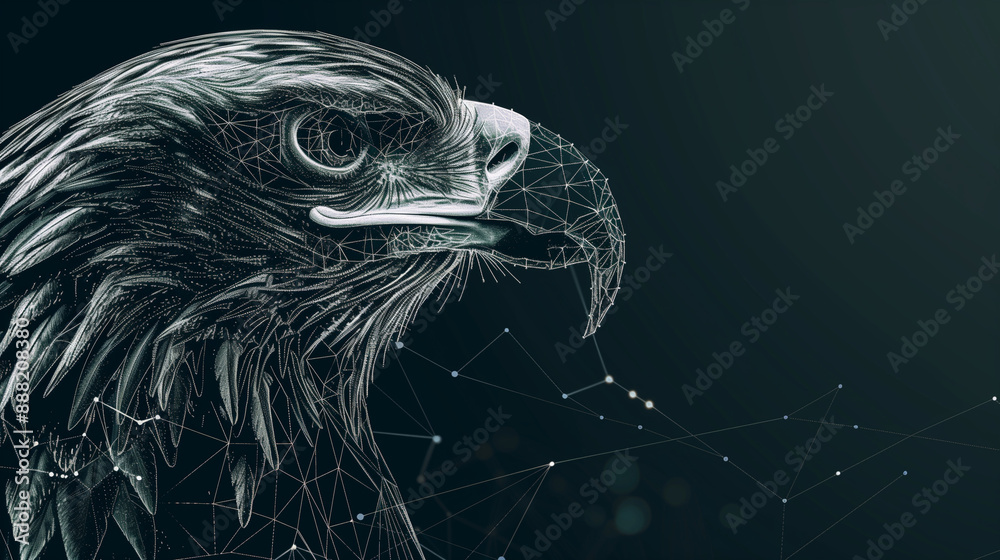 Eagle-themed digital wireframe design featuring polygon technology with ...