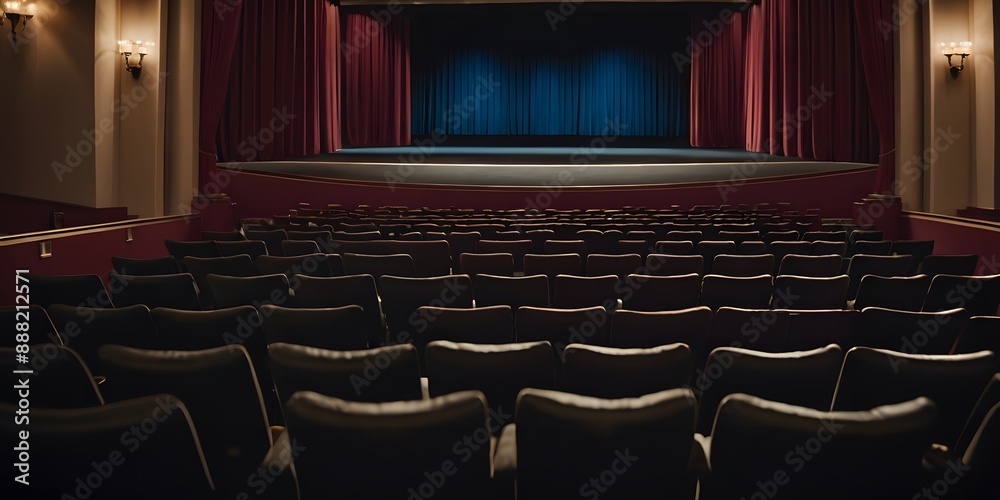 Elegant classic cinema with rows of comfortable seating and a grand ...