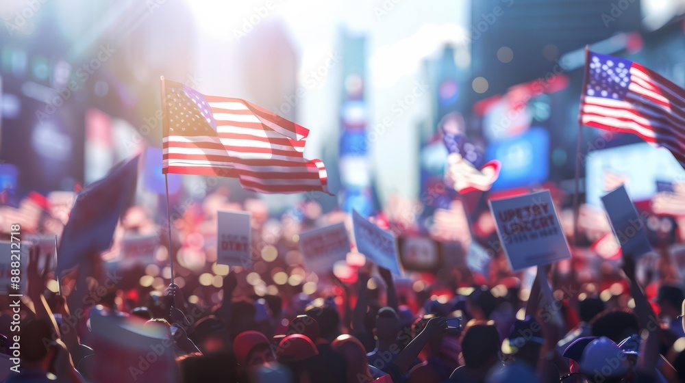 Background blur of crowd at political rally in the United States ...