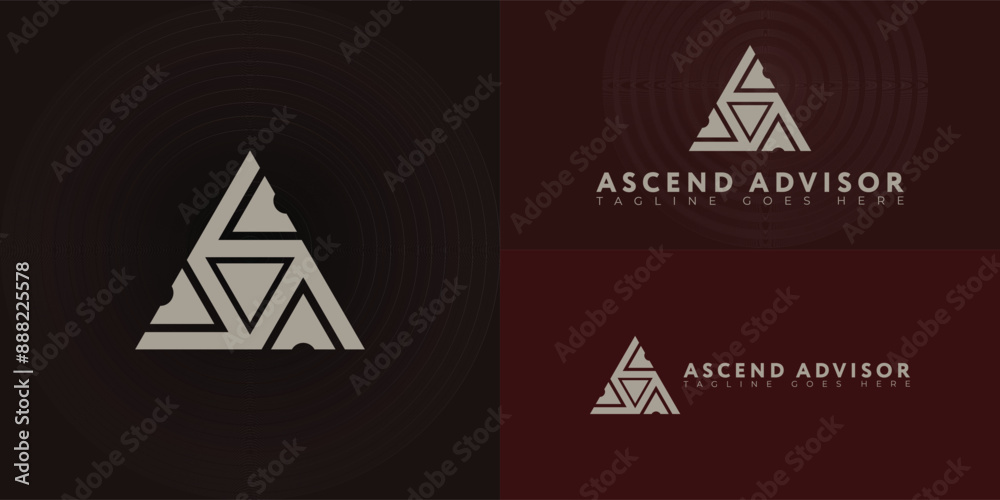 Abstract initial triangle letter A or AA logo in mud gold color isolated on multiple background ...