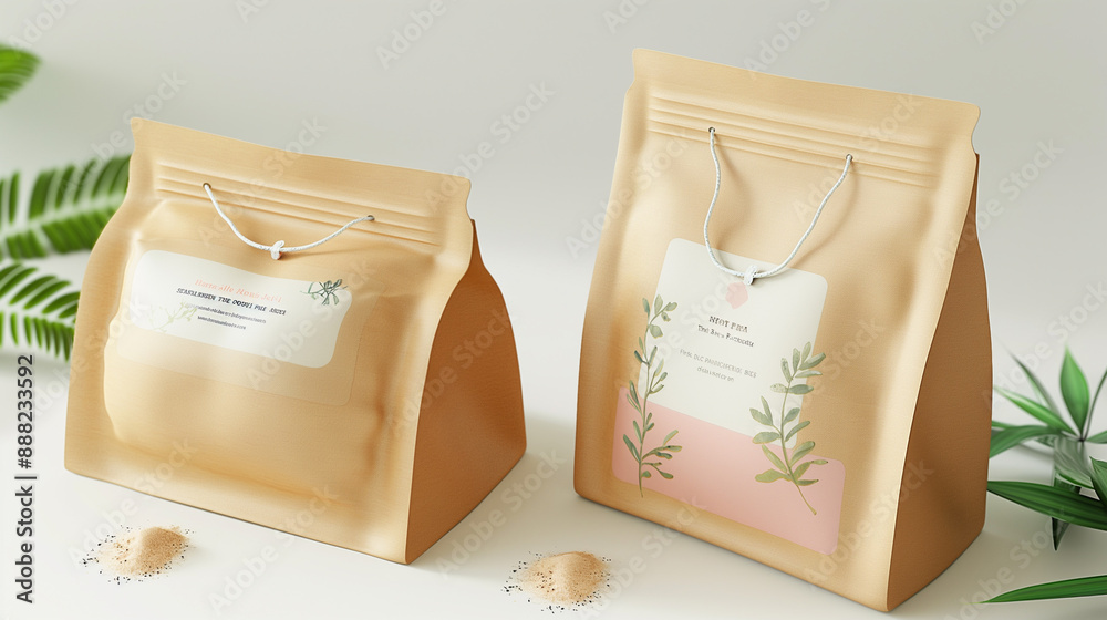 Paper Bag Mockup, paper bag mock up template isolated on white ...