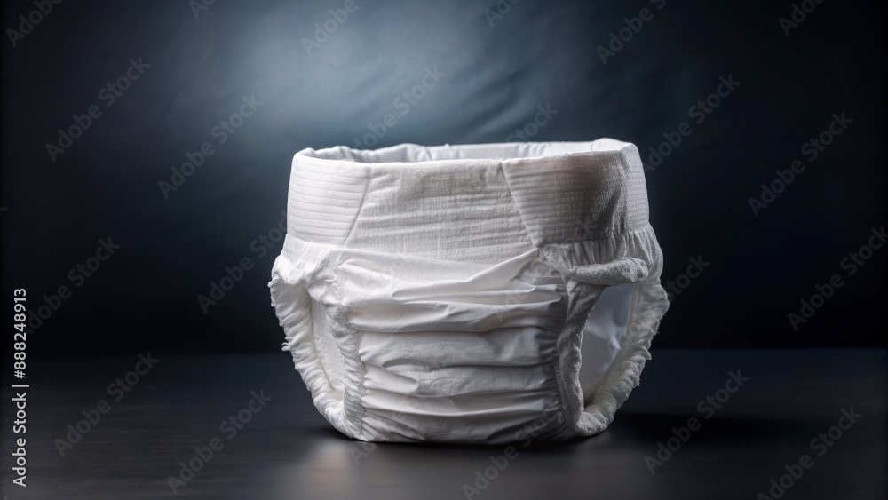 Adult Diaper on Black Background, Front View, Disposable, Incontinence ...