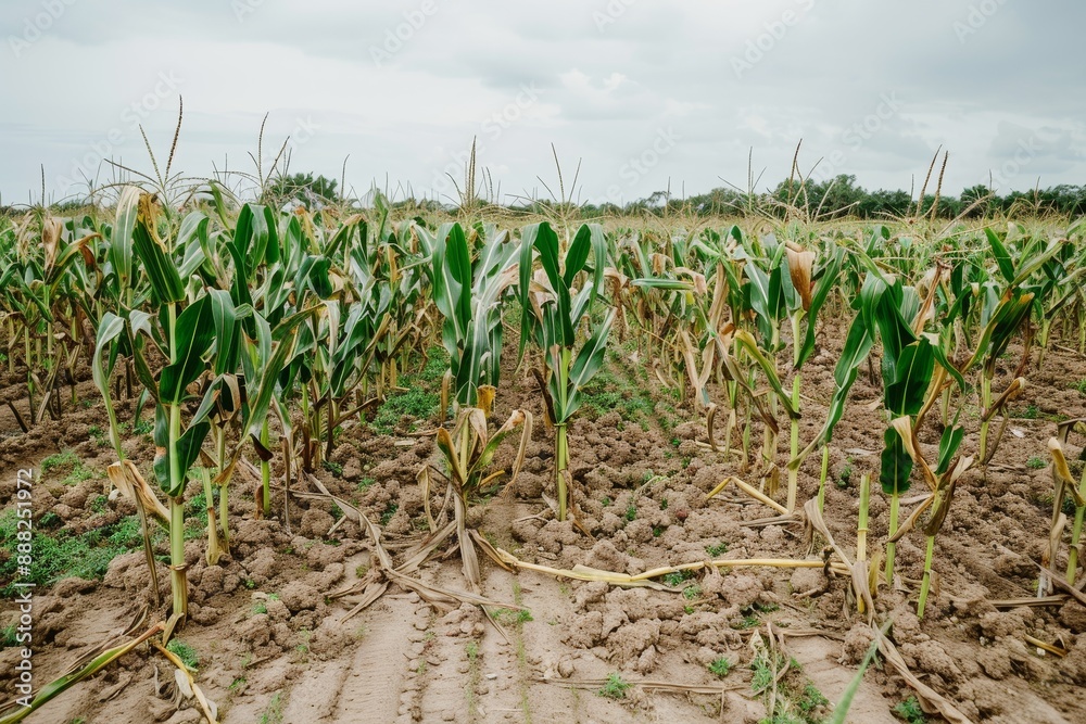 Corn plants dying in field due to herbicide drought and heat Stock ...