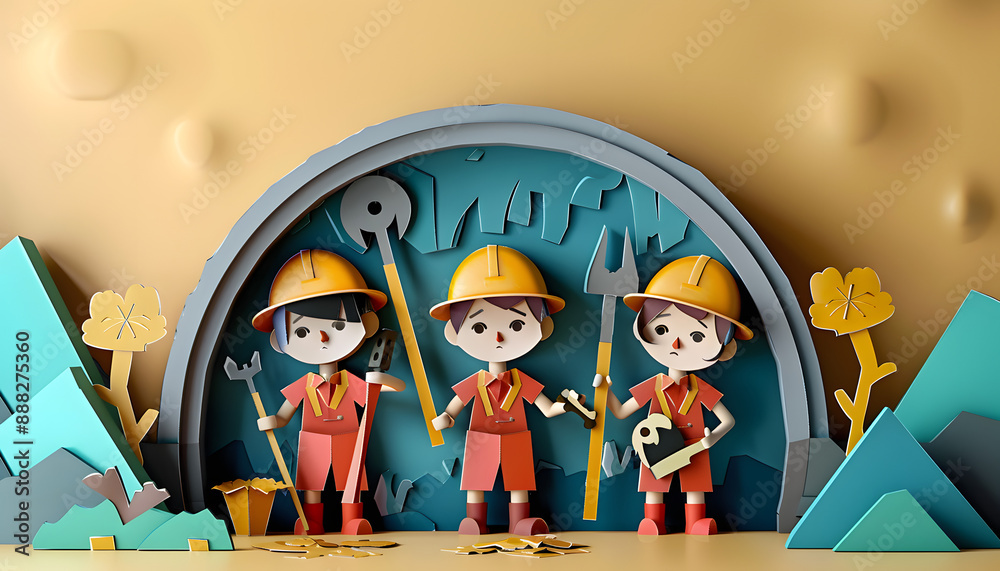 World day against child labor illustration in paper cut style with ...