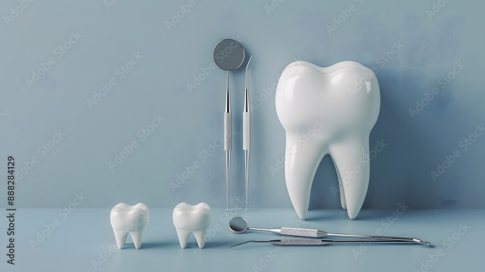 Large, single, healthy white tooth, three smaller teeth which appear to ...