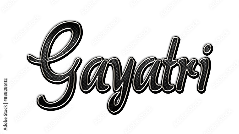 black metal 3d design of Hindi name Gayatri on white background. Stock ...