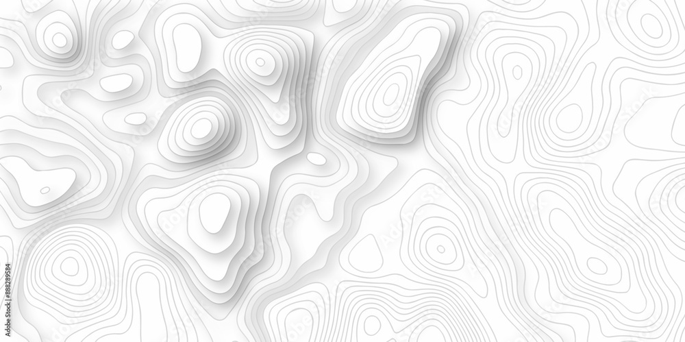 Vector white wave line geography landscape Topo contour map on white ...