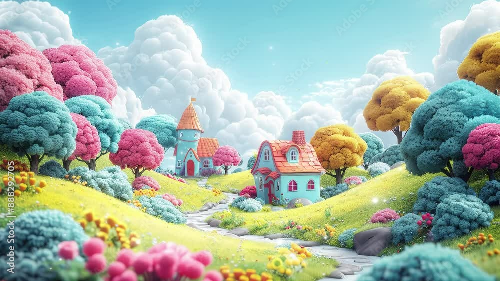 Bright and Whimsical Cartoon Park. cheerful and imaginative scene ...