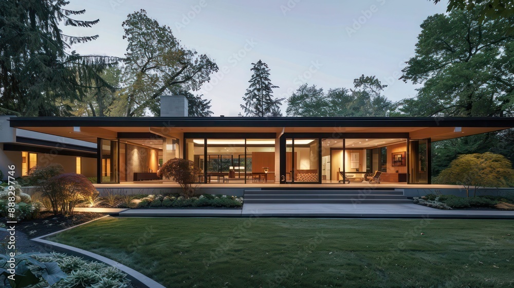 suburban home with a modern architectural twist, featuring a series of ...