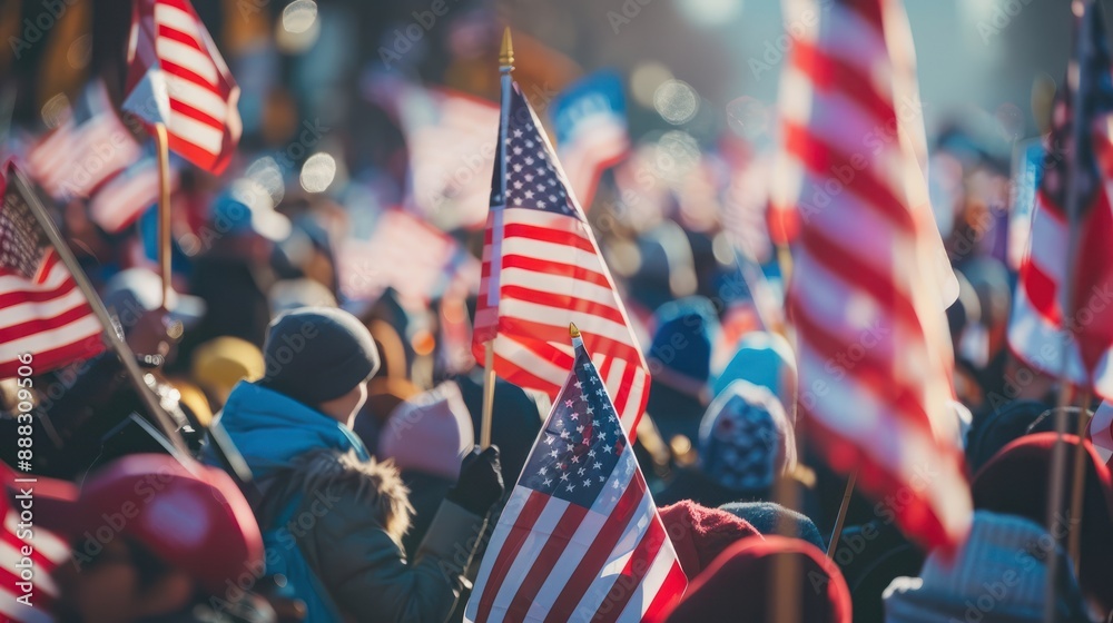 cold tones, Background blur of crowd at political rally in the United ...