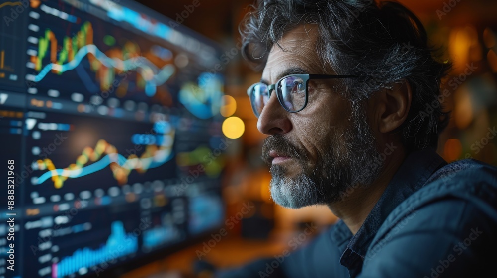 In the office, investors analyze financial reports and KPIs of the ... In the office, investors analyze financial reports and KPIs of the ...