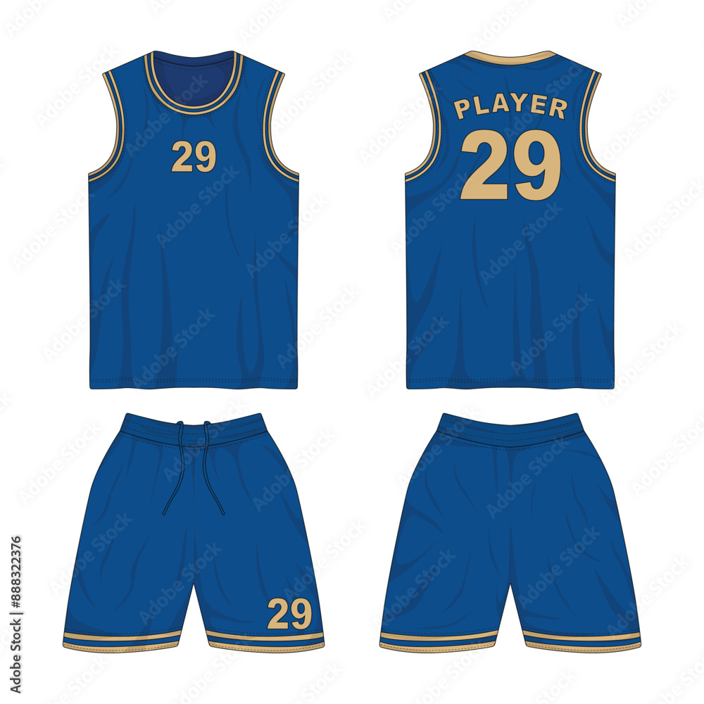 Basketball jersey uniform template front and back view Stock Vector ...