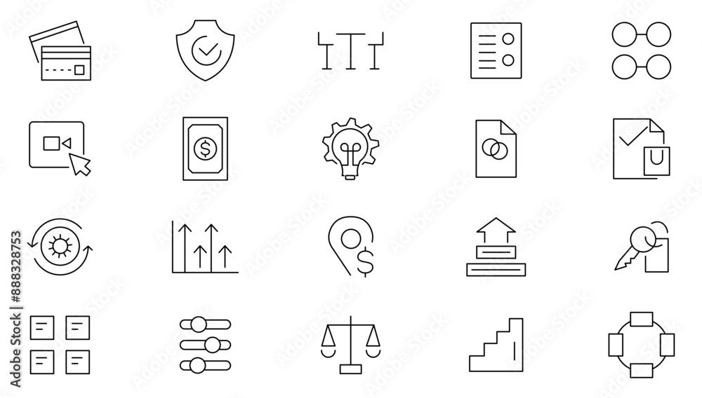 Segmentation targeting positioning line icon set. Stp, marketing, value ...