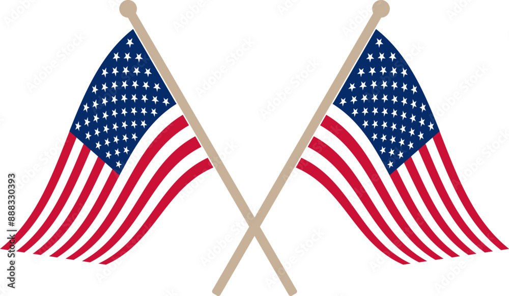 USA flag icons vector set. United States of America flat badges.Flag of ...