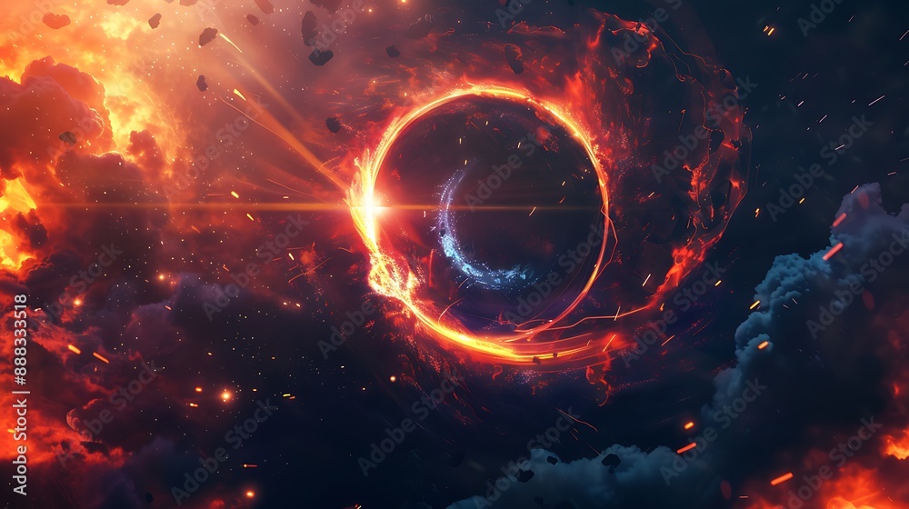 An epic gamer eclipse logo featuring a dynamic blend of glowing ...