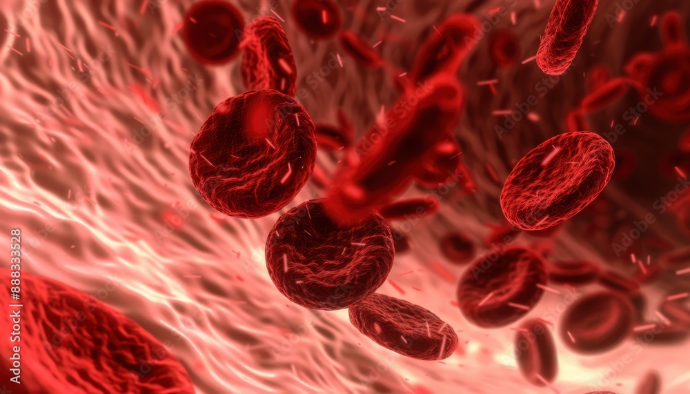 Red Blood Cells Flowing Through a Blood Vessel Stock Illustration ...