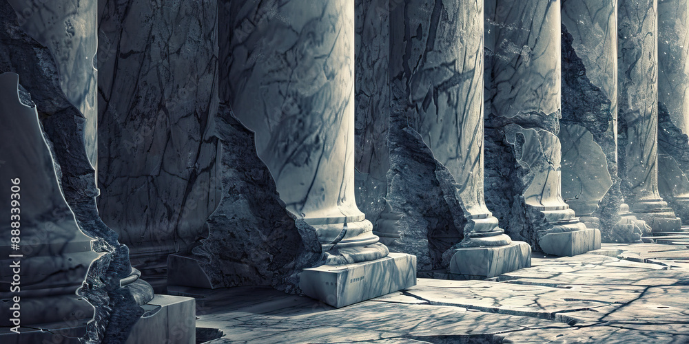 The Crumbling Pillars of Democracy: A row of marble columns, cracked ...