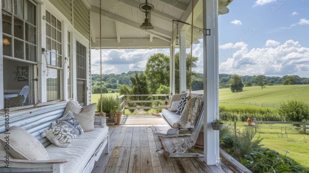 rustic suburban farmhouse with a spacious back porch, complete with an ...