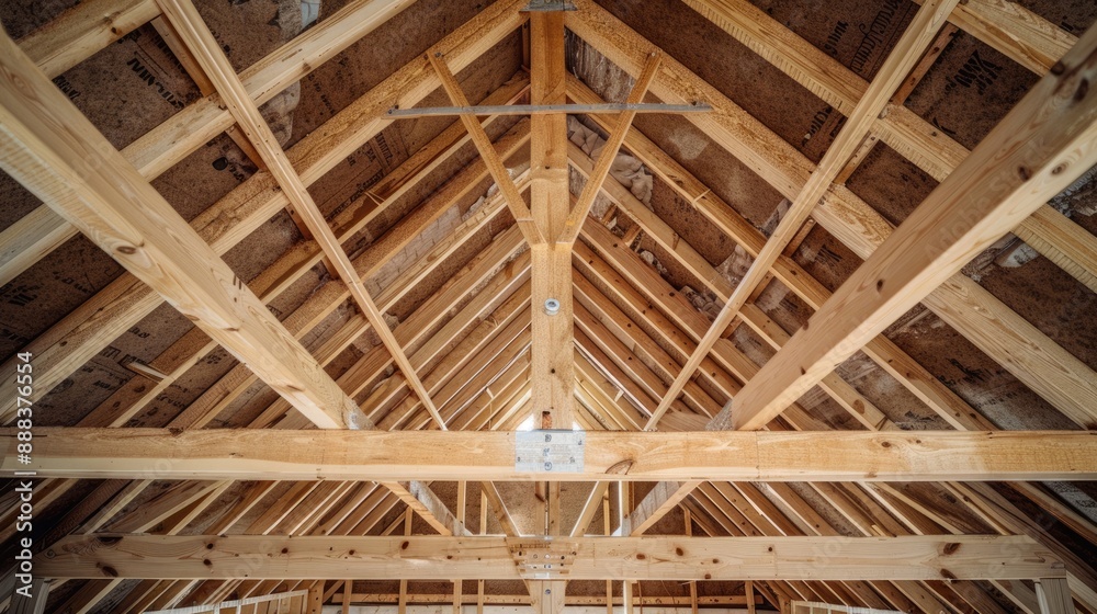 Struts: Roofing Construction and Framing for New House with Timber ...