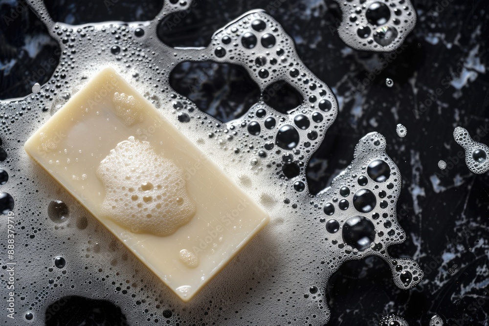 Bar Soap Bubbles. Natural Olive Oil Soap Bar with Foamy Bubbles for ...