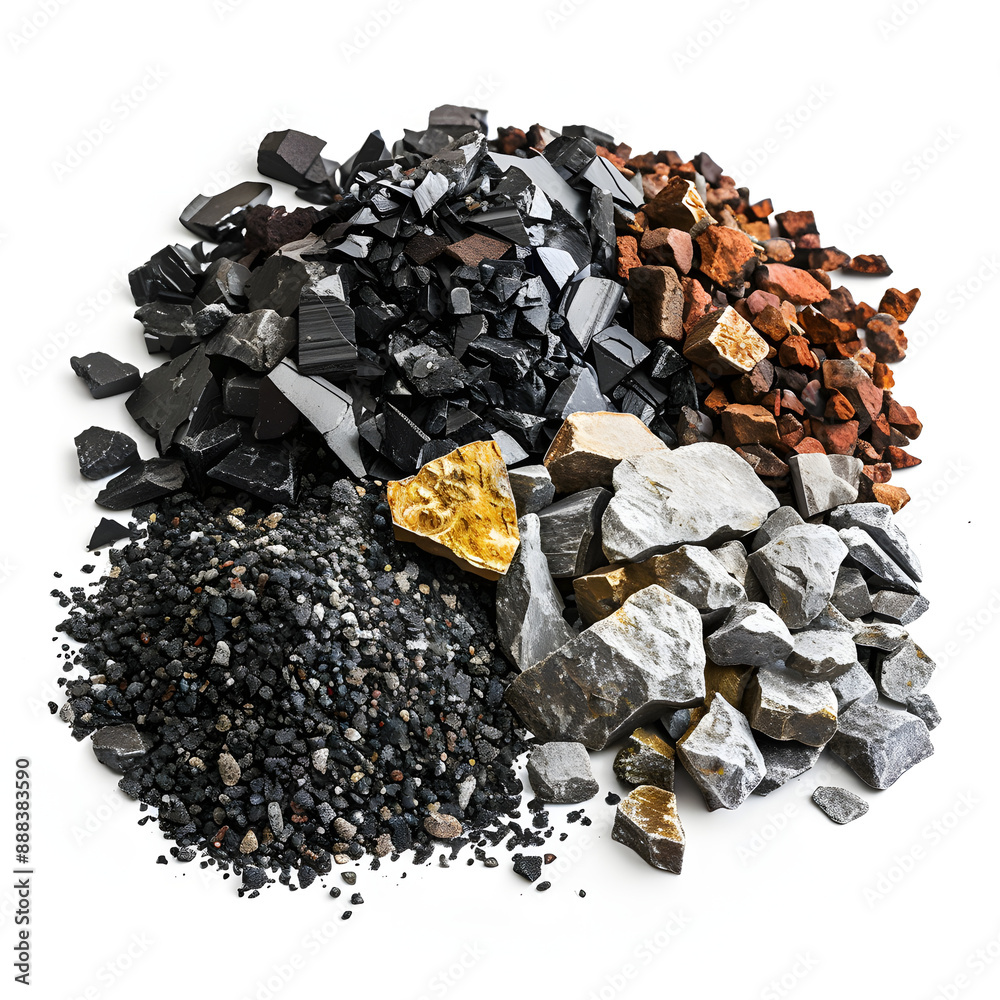 piles of rare earth elements mined and refined isolated on white ...