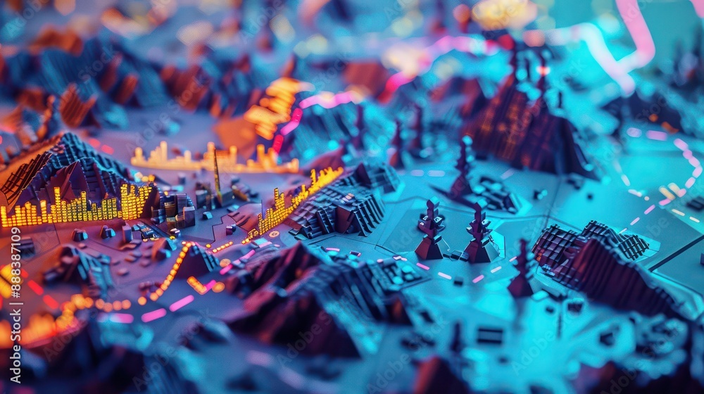 conceptual financial battle map, where strategies and market movements ...