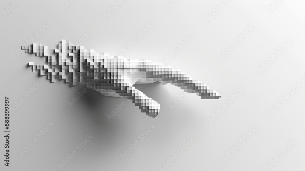 Mouse cursor shaped like a hand, designed with small squares for ...