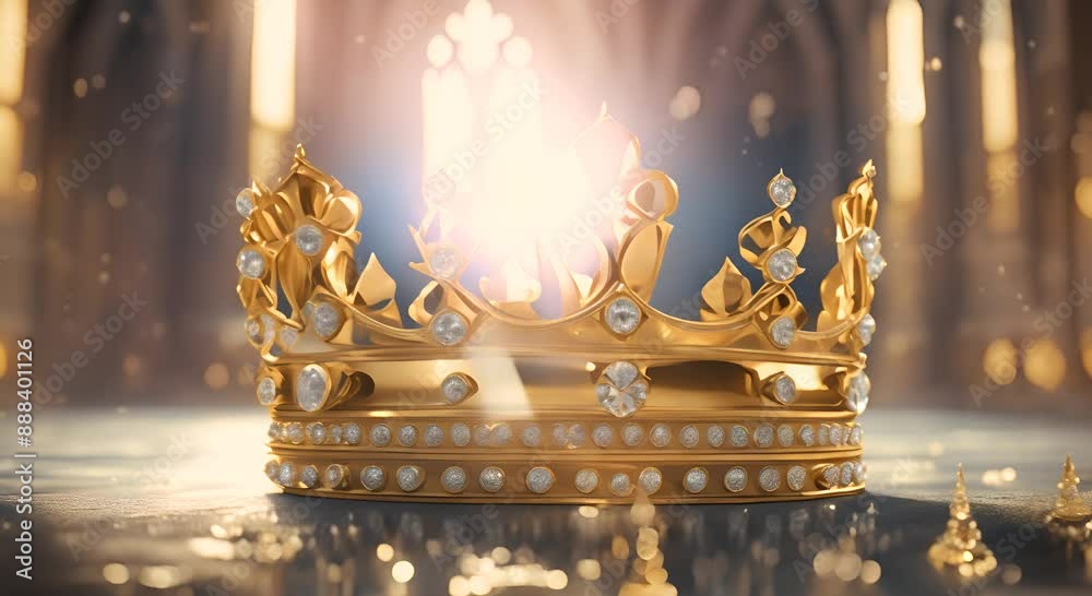 A gold royal king queen coronation crown with jewels and diamonds ...