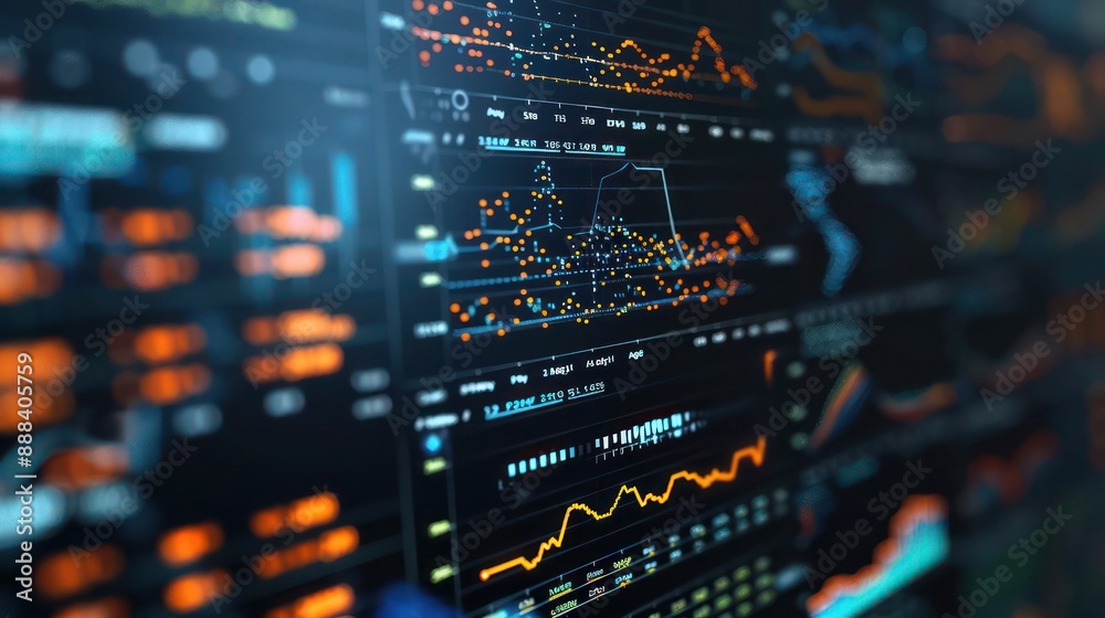 high-resolution, close-up view of a sophisticated financial modeling software displaying complex ...