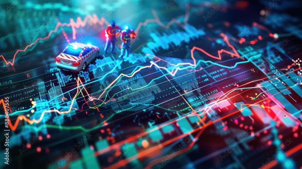 High-resolution digital artwork of a corporate financial crisis ...