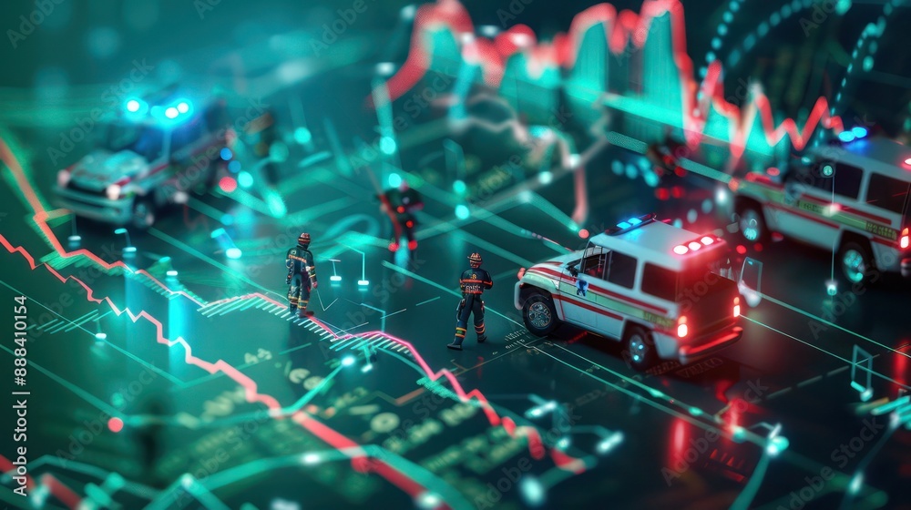 High-resolution digital artwork of a corporate financial crisis ...