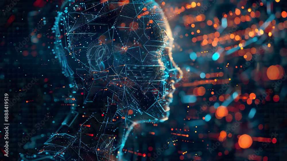 Abstract visualization of an AI concept featuring intricate digital ...