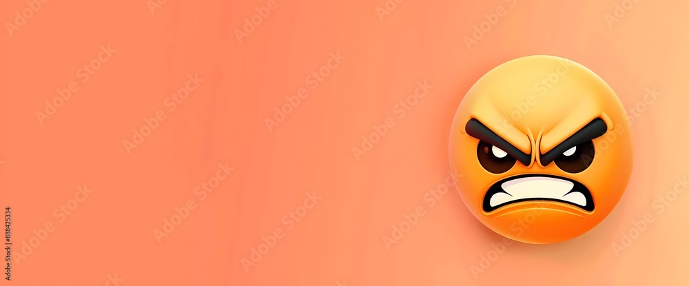 Raging face emoji on a solid peach background with empty space on the ...