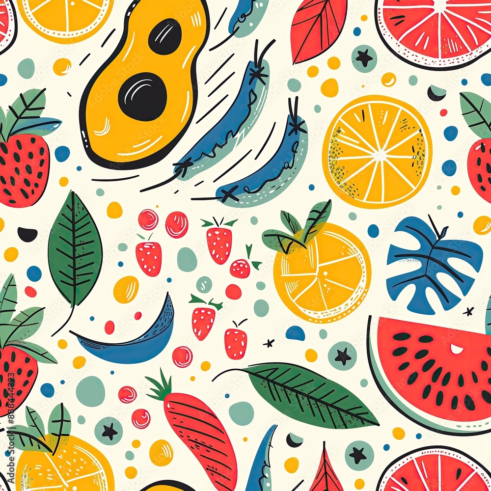 Tropical Fun Summer Pattern Wallpaper Design, Wrapping Paper Concept ...