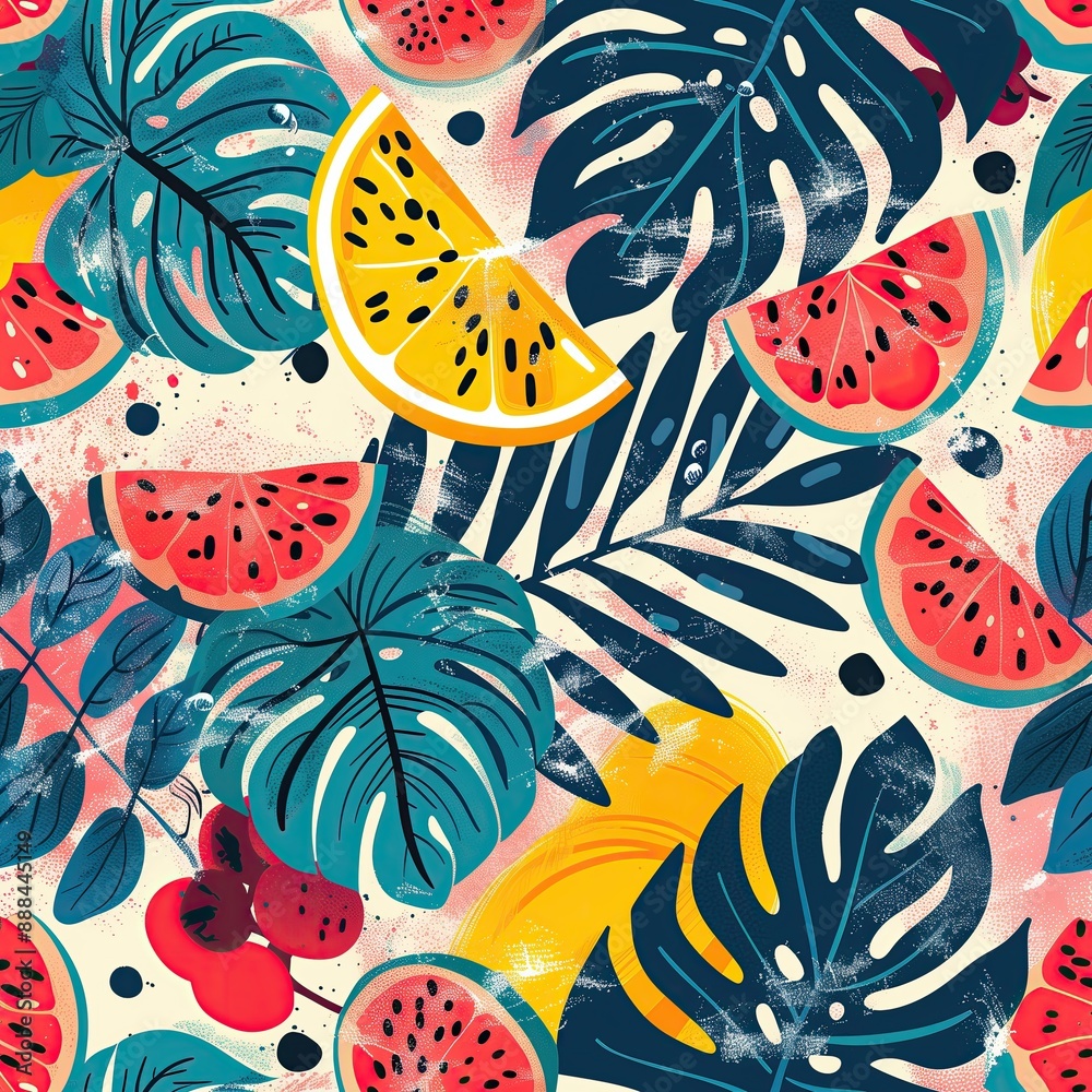 Tropical Fun Summer Pattern Wallpaper Design, Wrapping Paper Concept ...