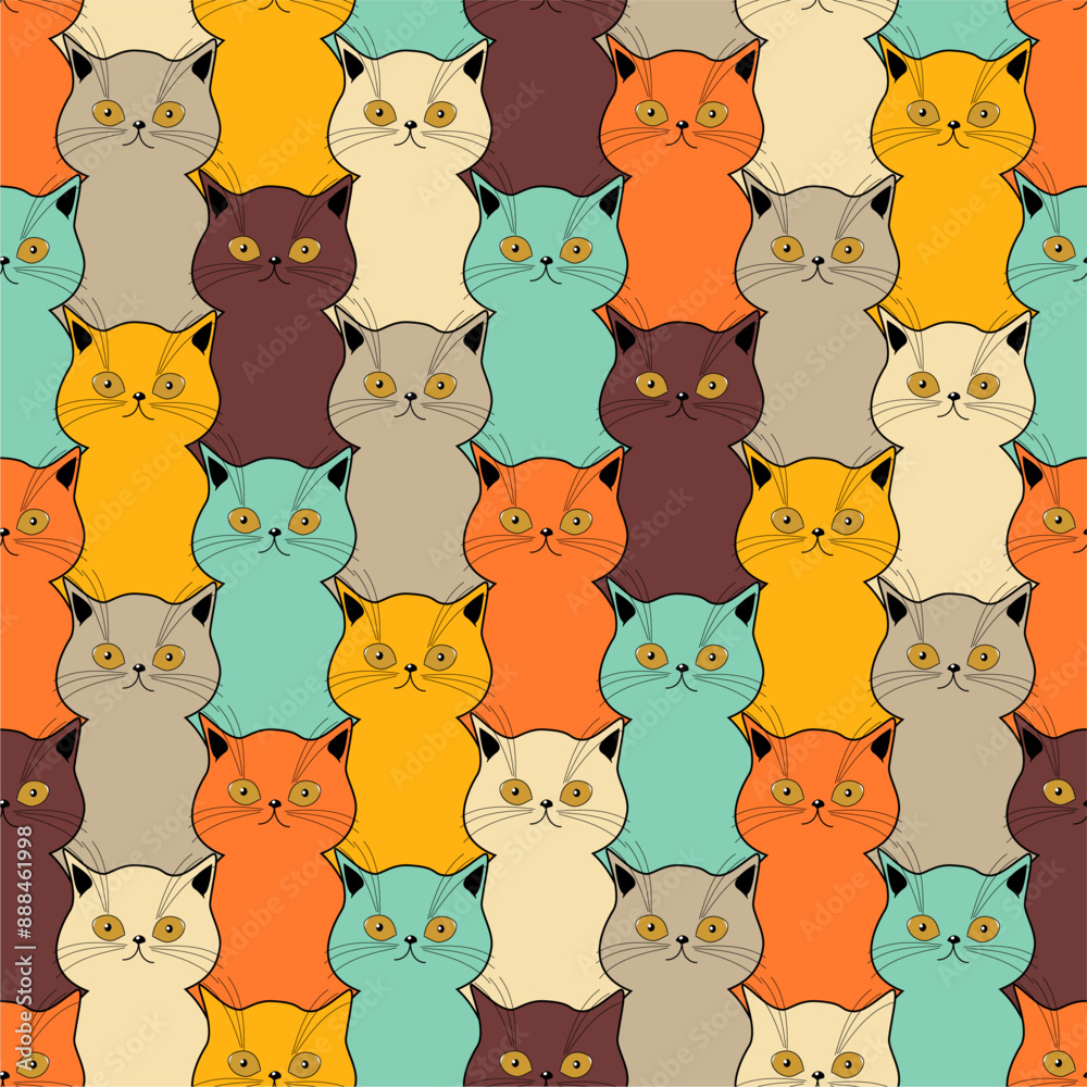 Seamless print pattern wallpaper background with nice cute lovely cats ...