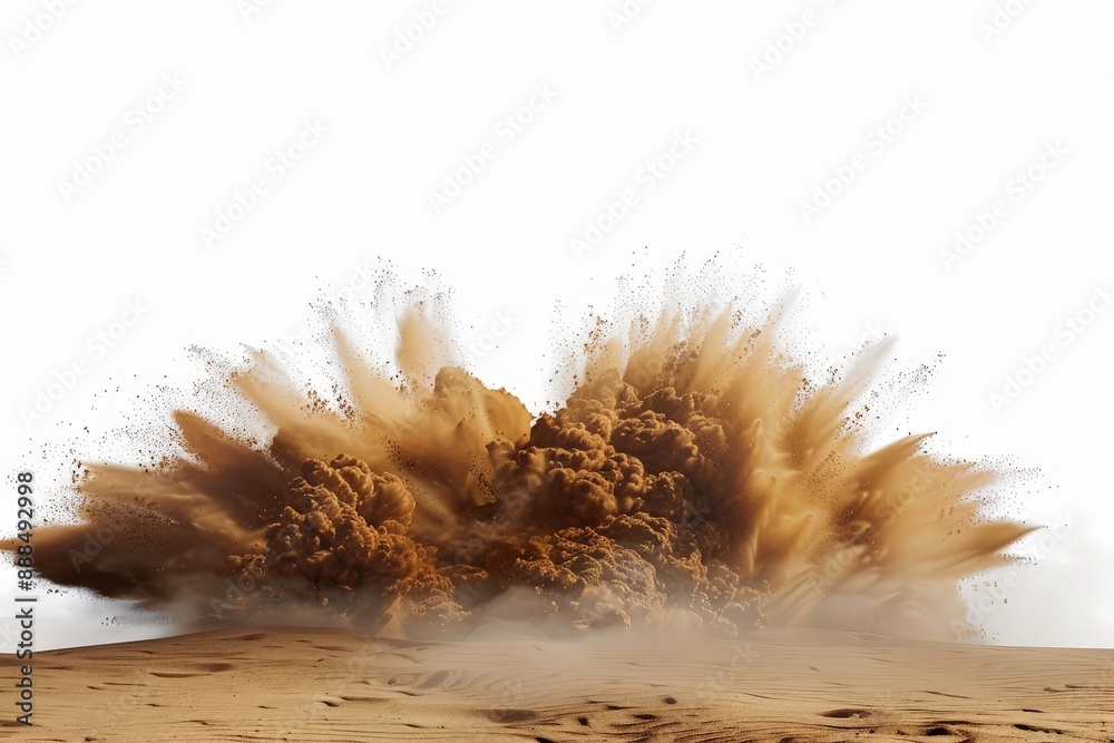 This stunning PNG image showcases a powerful desert sand explosion ...