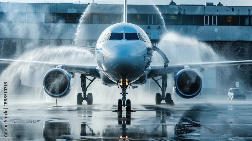 Professional High-Pressure Water Jet Cleaning of Airplane During ...