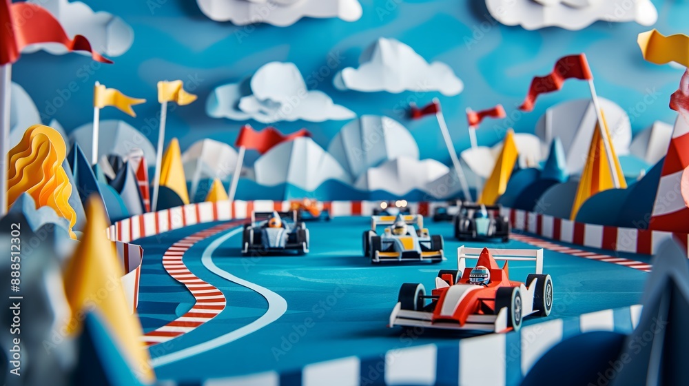 33. "A dynamic paper cut background of a thrilling race track with ...