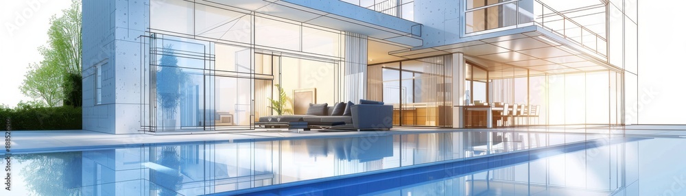 Blueprint of modern home design, real estate investment potential ...