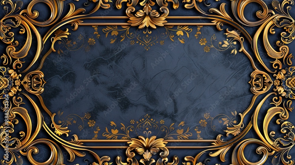 Timeless Regency Background with Rich Navy and Gold Patterns and a ...