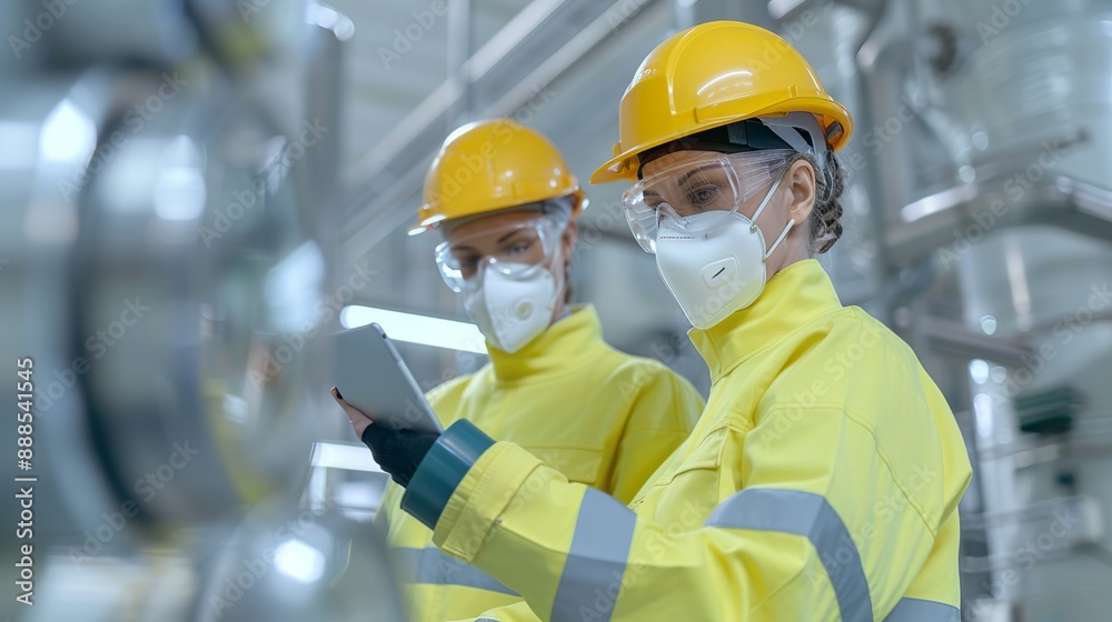 Professional scene of engineers in a petrochemical plant, demonstrating ...