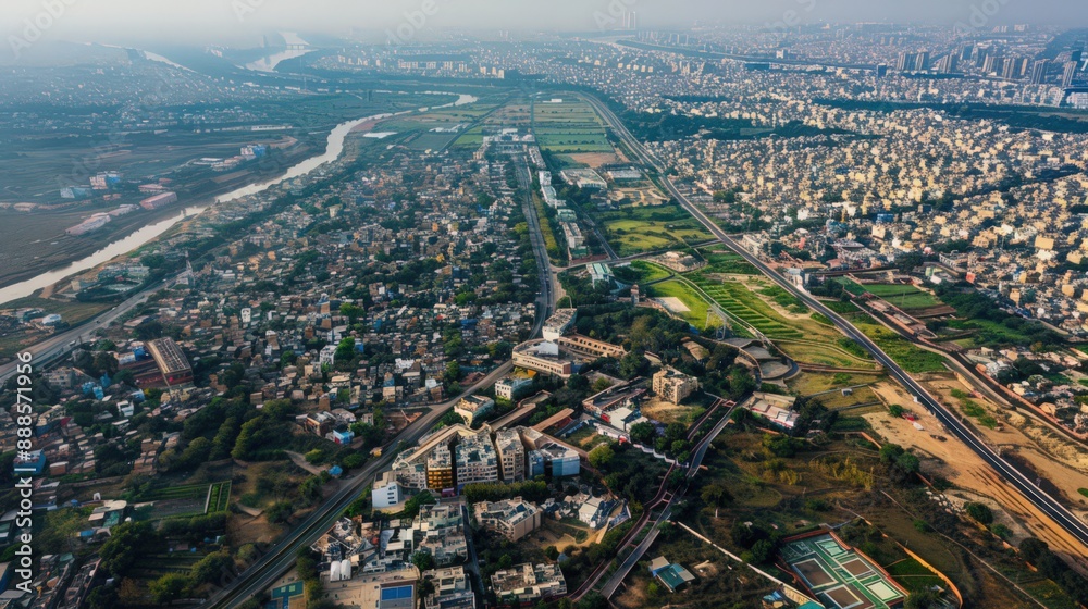 Depict the rapid urbanization and development of Delhi's outskirts and ...