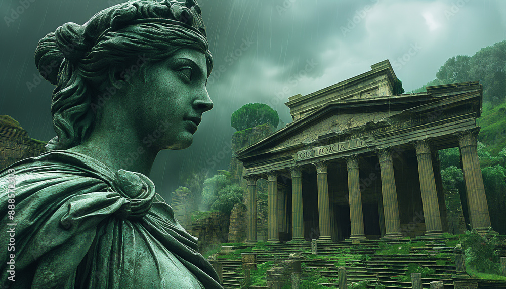 Foto de Cena cinematográfica da estátua da filósofa estoica "PORCIA ...