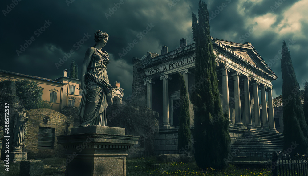 Foto de Cena cinematográfica da estátua da filósofa estoica "PORCIA ...
