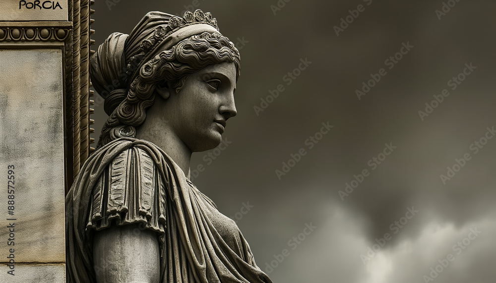 Foto de Cena cinematográfica da estátua da filósofa estoica "PORCIA ...