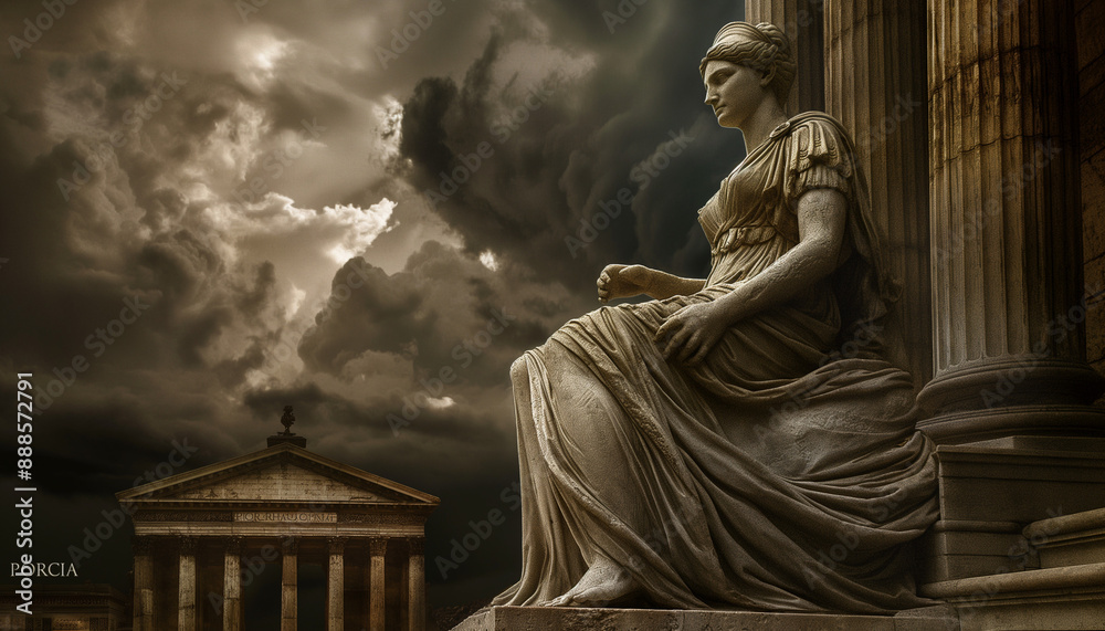 Foto de Cena cinematográfica da estátua da filósofa estoica "PORCIA ...